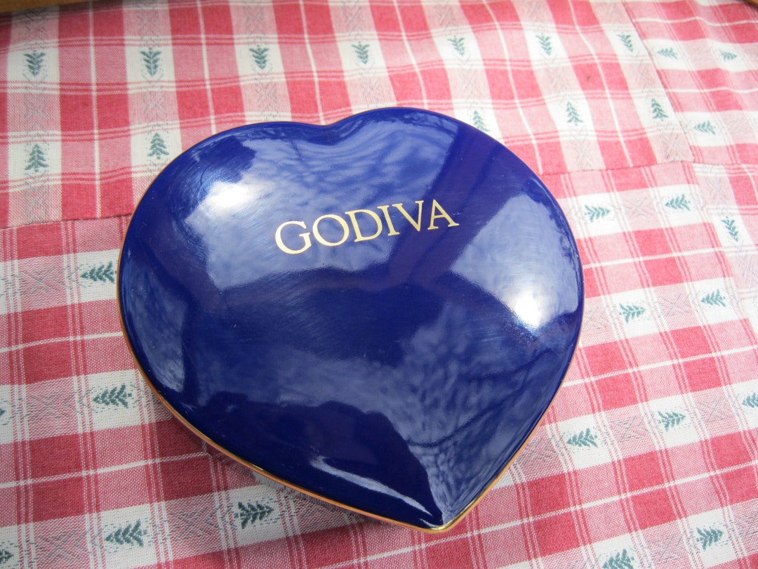 Godiva Blue and Gold Trinket Box - Etsy