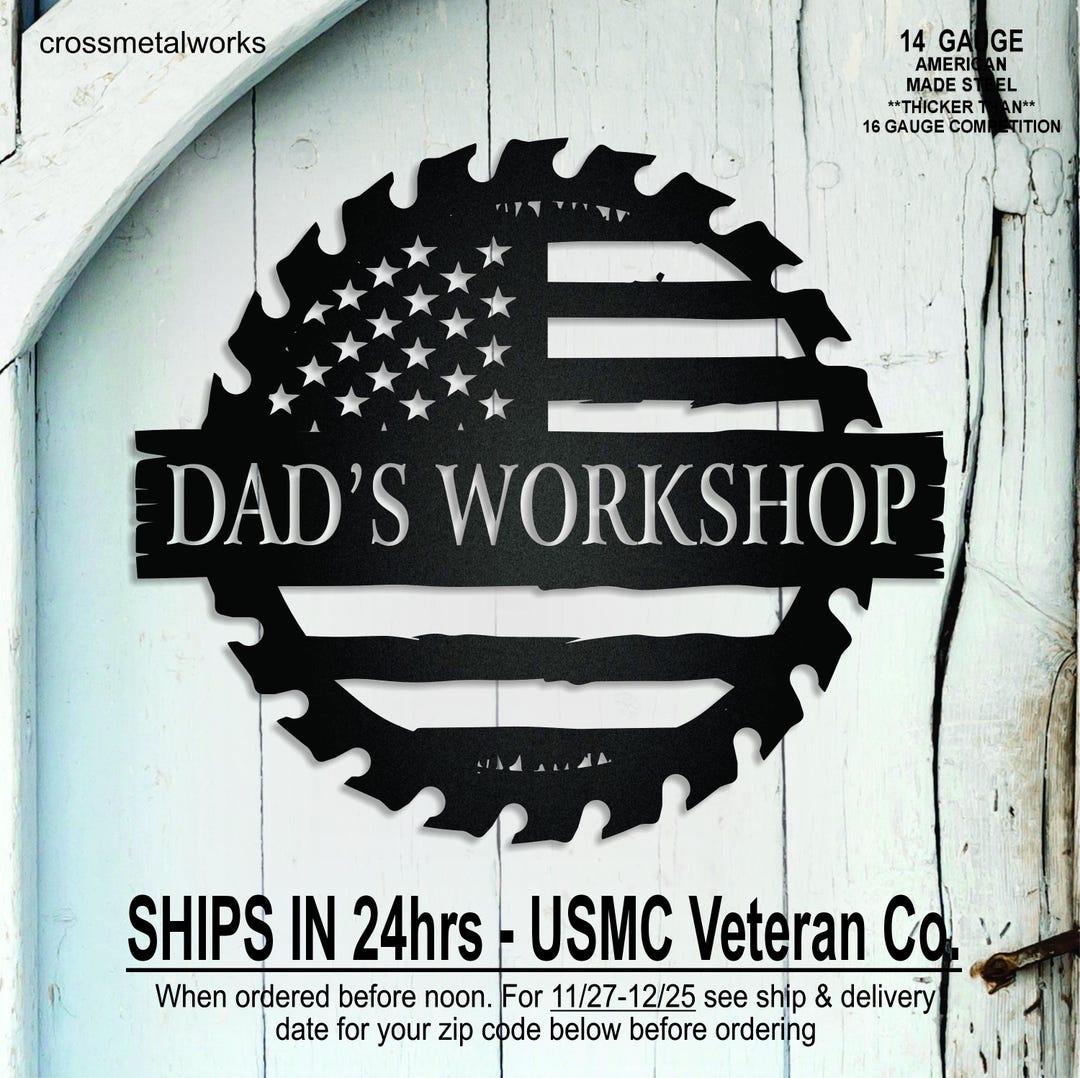 Custom Workshop Sign, Personalized Metal Sign for Dad, Father's Day ...