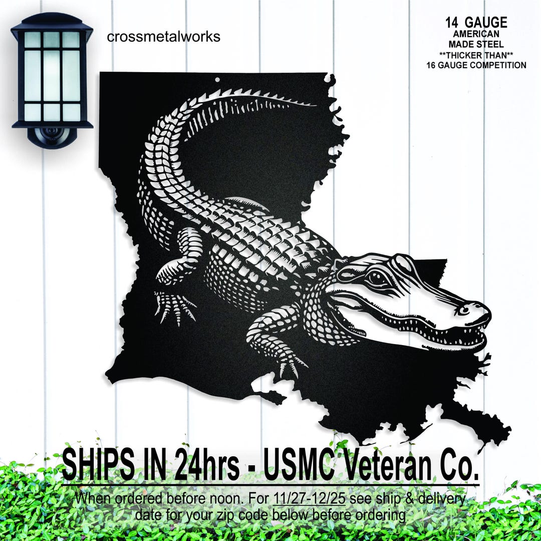 Custom Louisiana State Alligator Metal Wall Hanging Sign, Housewarming ...