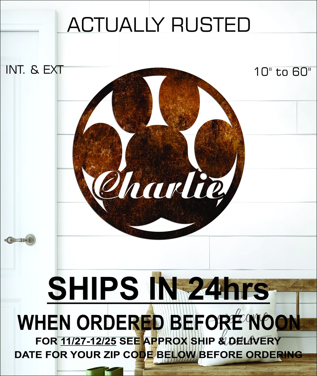 Personalized Pet Paw Print Metal Name Sign, Pet Name Sign, Initial ...