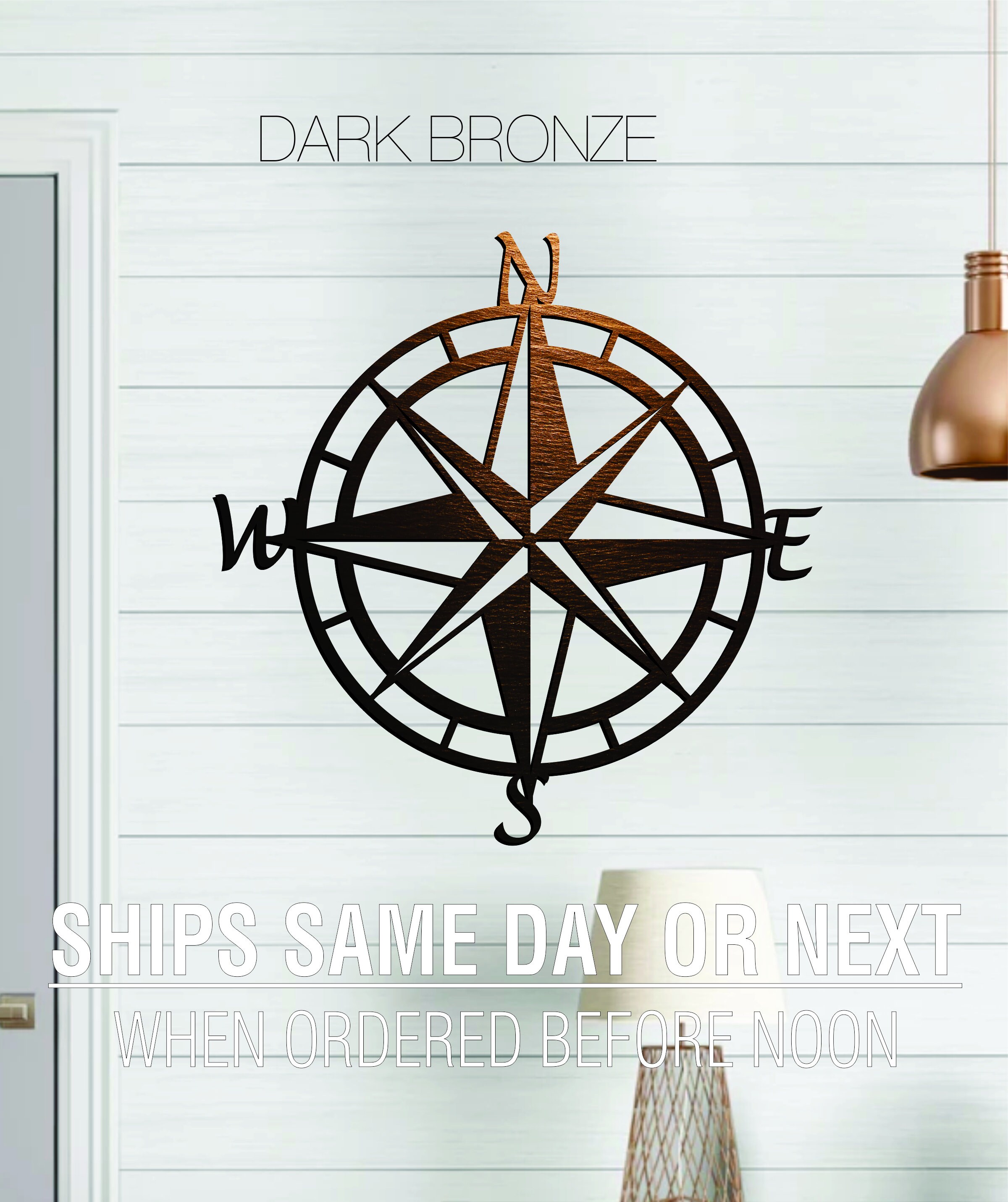 Nautical Star and Compass in Polished Steel Metal Wall Art - Etsy