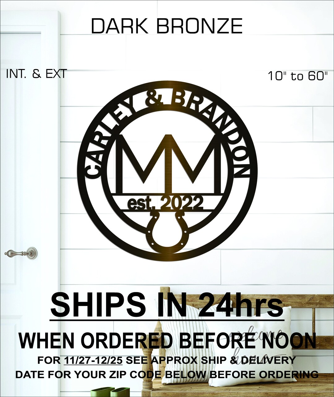 Custom Ranch Brand Metal Monogram Sign, Custom Family Name Metal ...