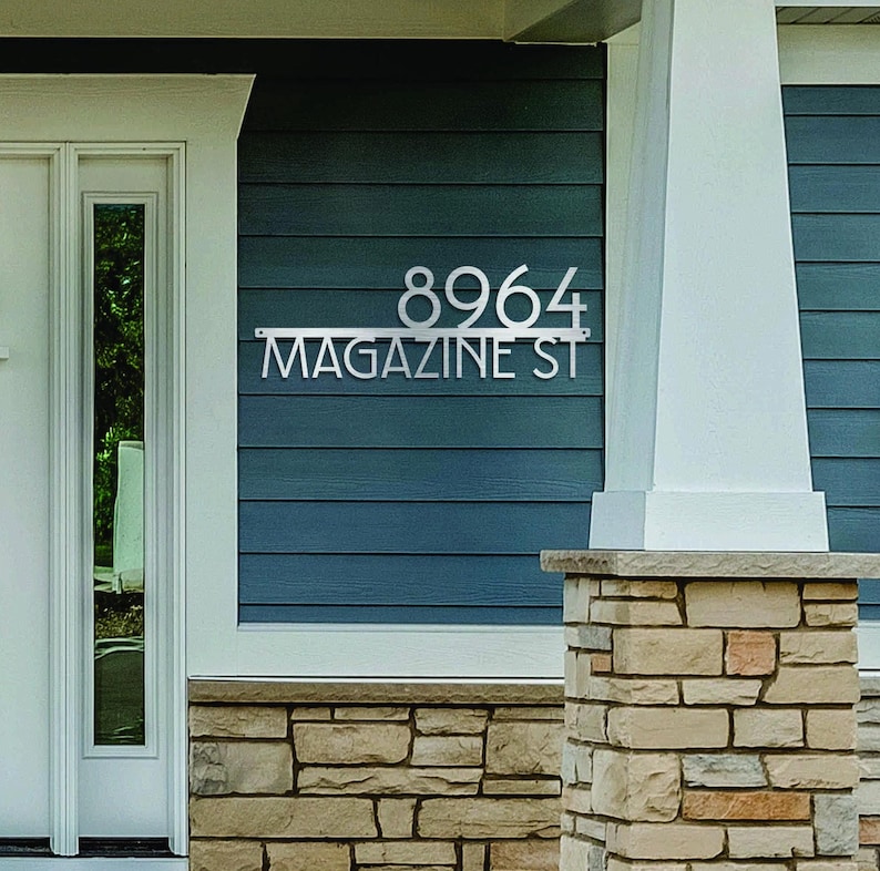 Modern House Numbers, Address Sign, House Number Sign, Metal Address ...