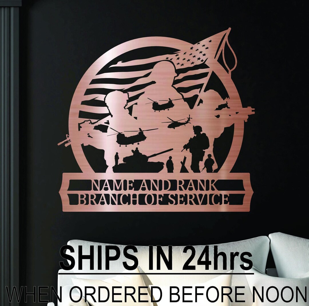 Personalized Military Metal Sign, Name Rank Marine, Soldier, Veteran ...