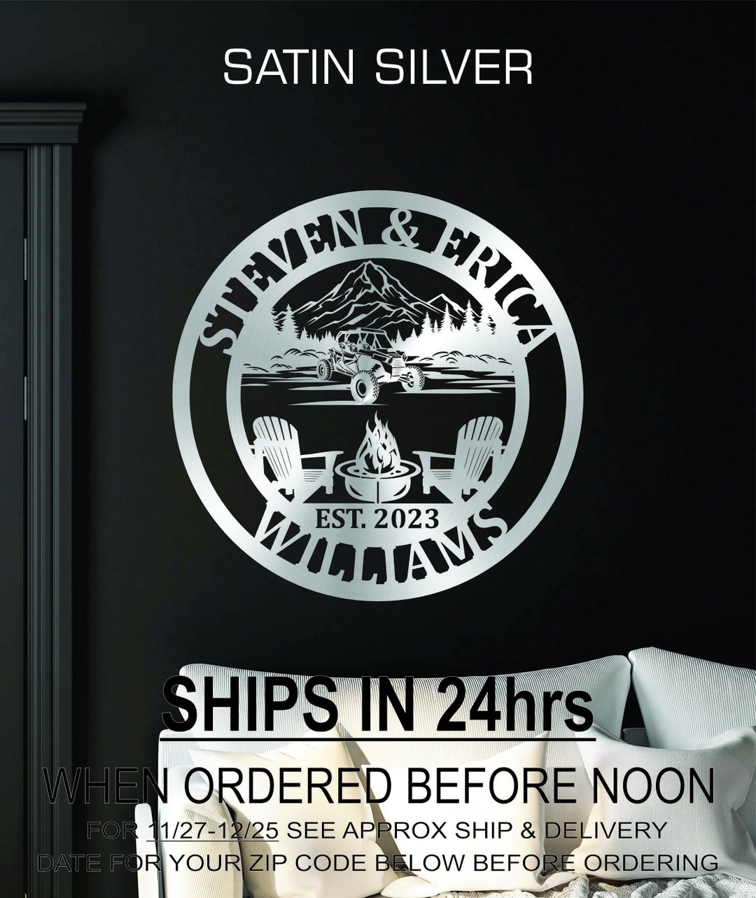 Custom Side by Side Mountain Sign, Custom Metal Art, Personalized ...