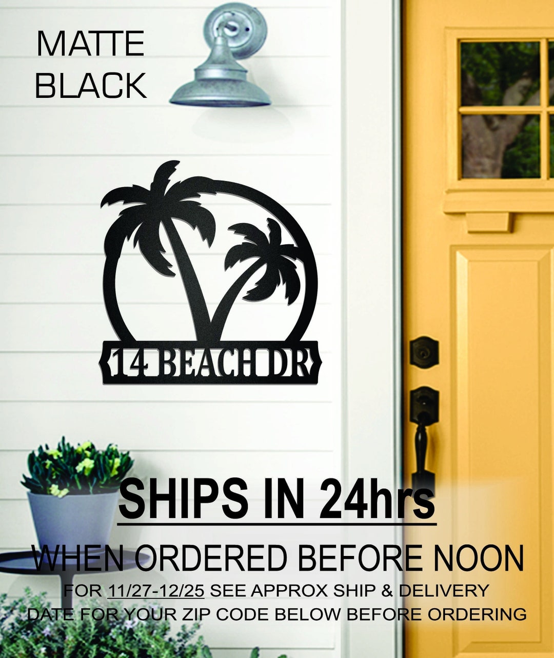 Personalized Palm Tree Address Metal Sign, Custom Address Sign ...