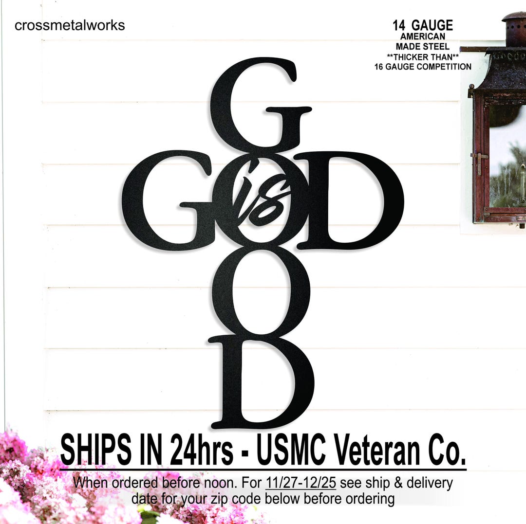 God is Good Cross Metal Wall Sign, Custom Christian Art, Religious Gift ...