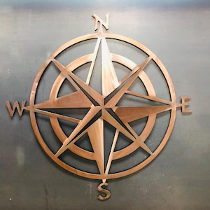 Nautical Star Metal Wall Art Sign or Ornament Compass Rose, Nautical ...