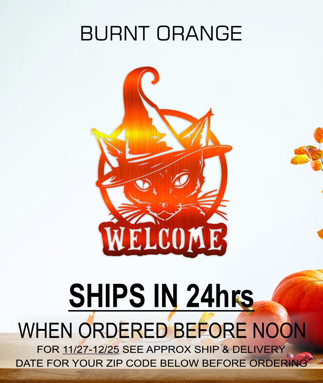 Custom Black Cat Witch Welcome Sign, Door Hanger, Halloween Witch Cat ...