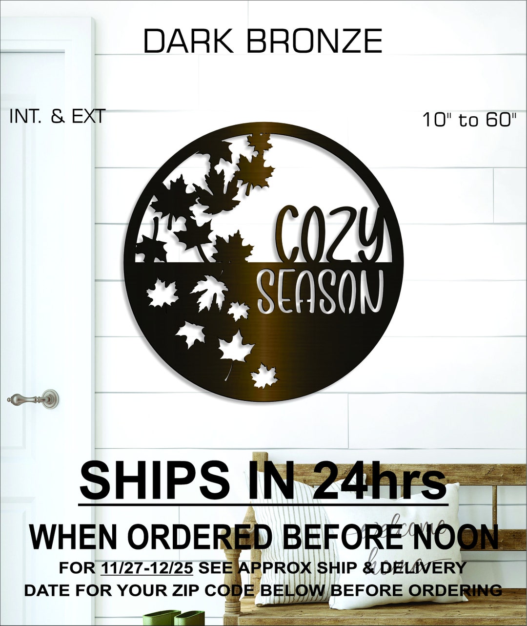 Fall Leaves Sign, Autumn Seasonal Wall Art, Metal Yard Art or Ornament ...