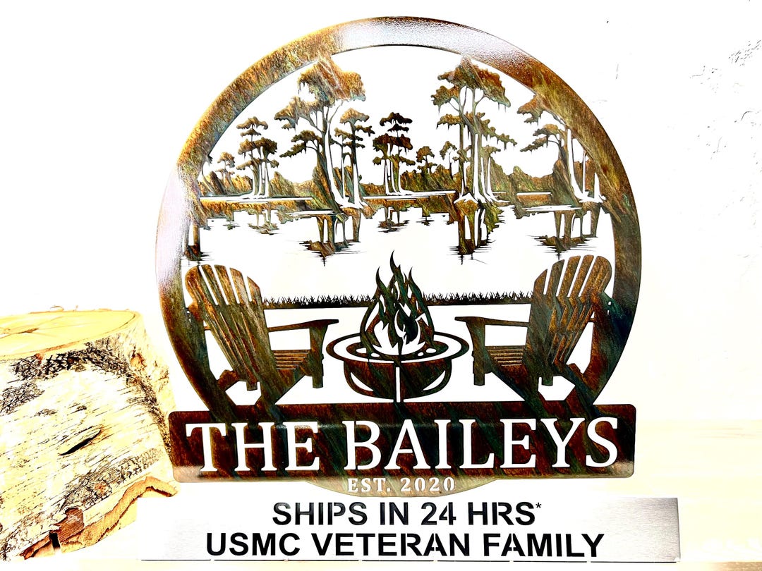 Personalized Cypress Trees Lake Metal Monogram, Custom Family Name Sign ...