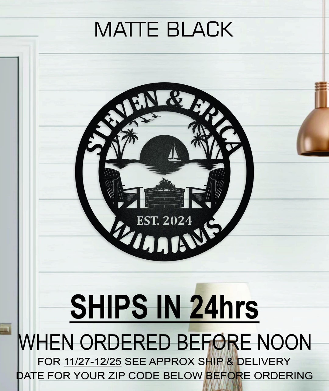 Custom Beach Chairs Fire Pit Metal Sign, Name Sign, Metal Monogram ...