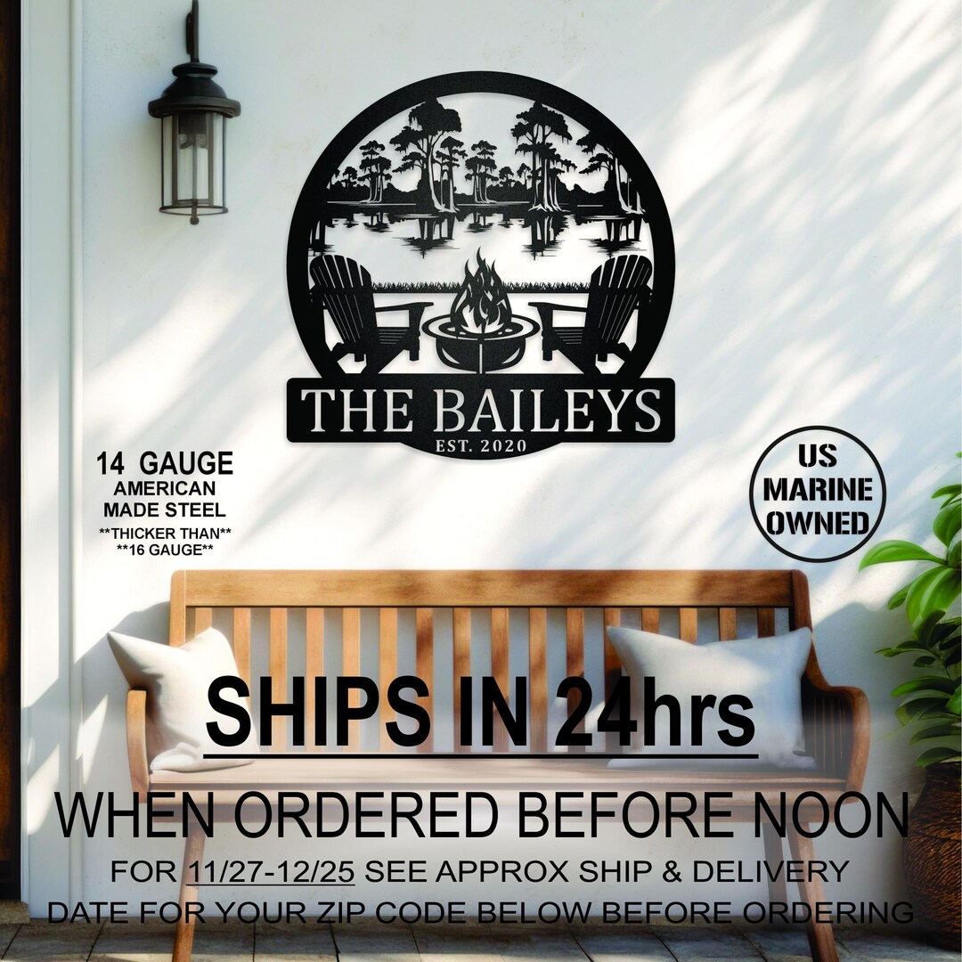 Personalized Fire Pit Lake Metal Monogram, Custom Family Name Sign ...