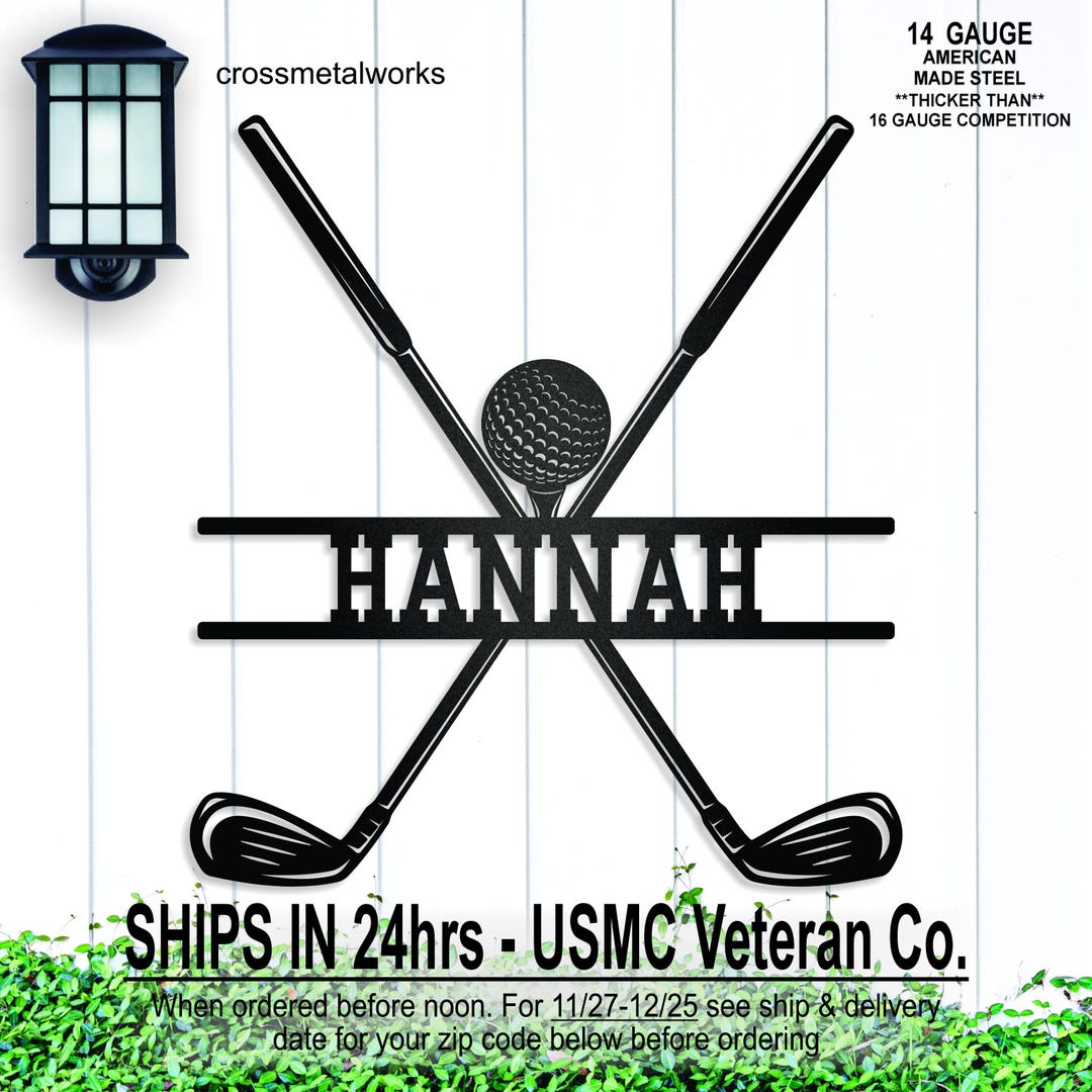 Personalized Golf Name Metal Wall Sign, Golf Club, Golf Ball, Golf Tee ...