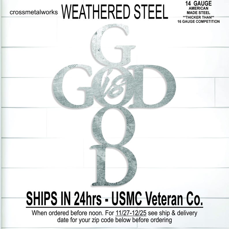God is Good Cross Metal Wall Sign, Custom Christian Art, Religious Gift ...