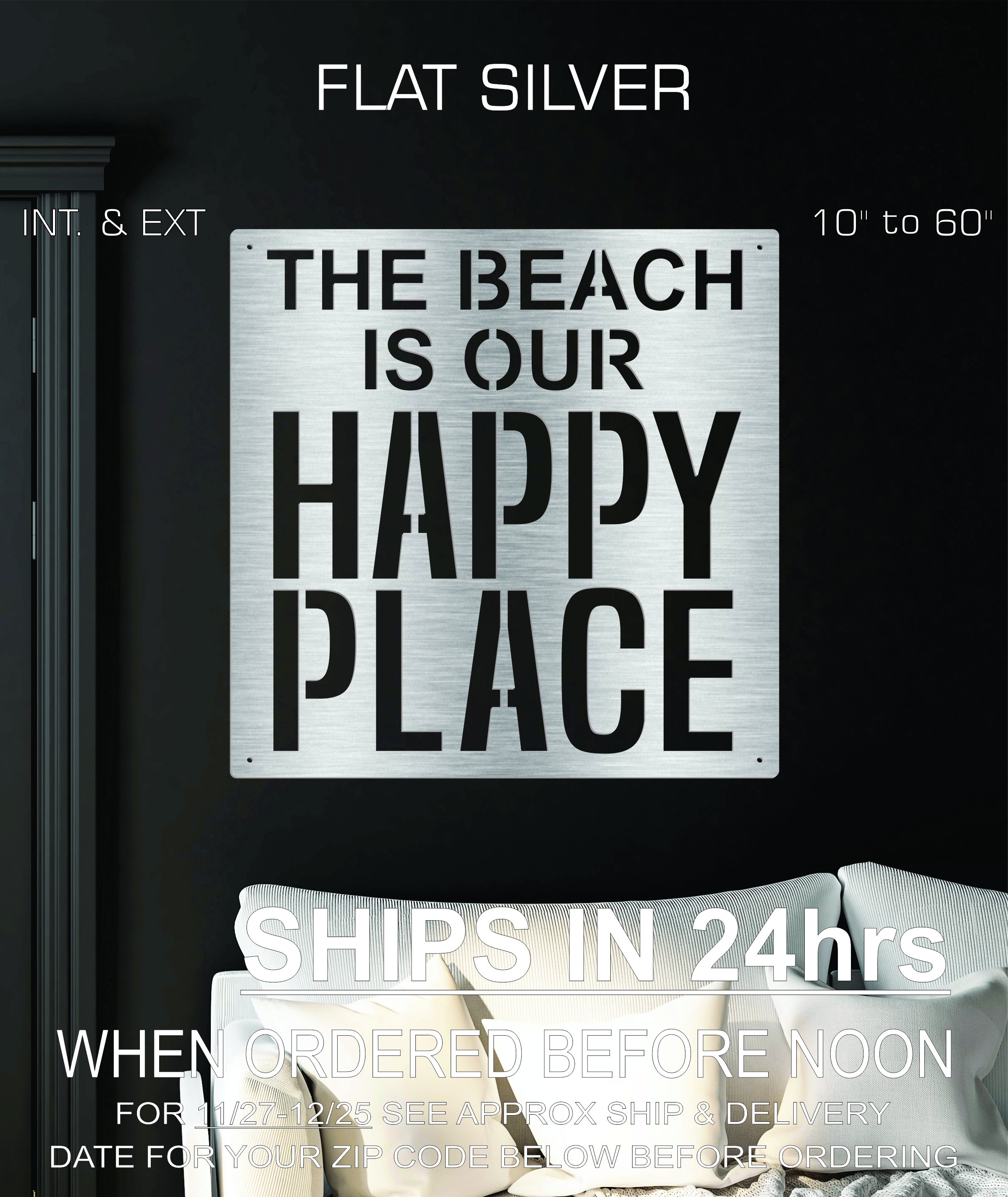 The Beach is Our Happy Place Metal Wall Sign Home | Etsy