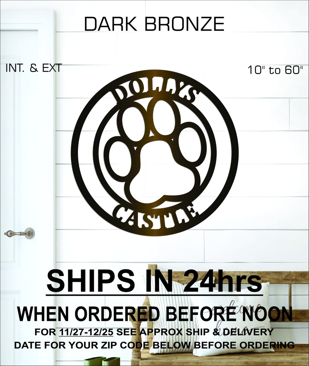 Personalized Dog Name Sign Paw Print, Frenchie, French Bulldog, German ...