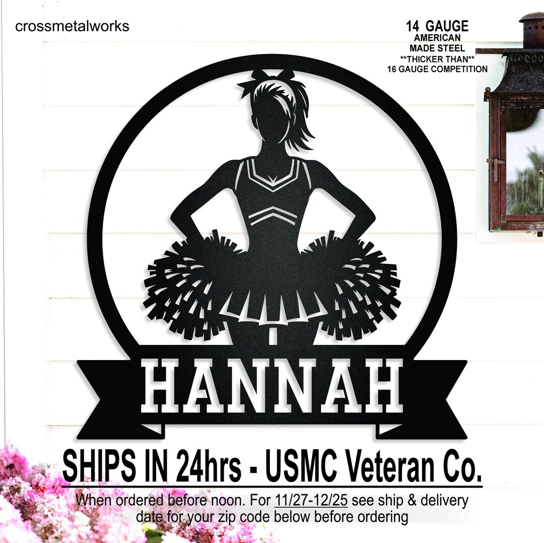 Personalized Cheerleading Name Wall Sign, Custom Cheer Metal Art ...