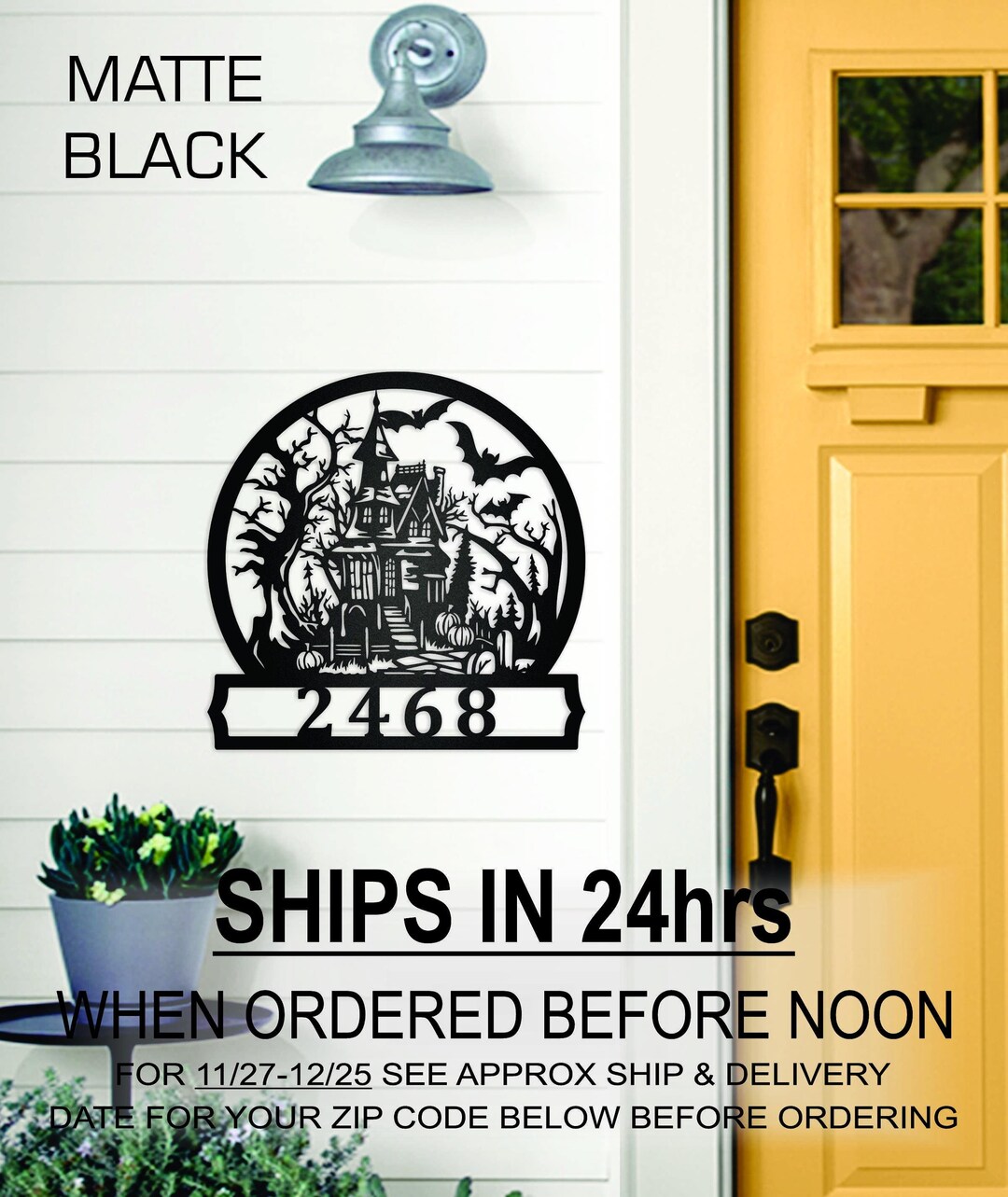 Custom Haunted House Address Sign, Halloween Fall Decor, Personalized ...