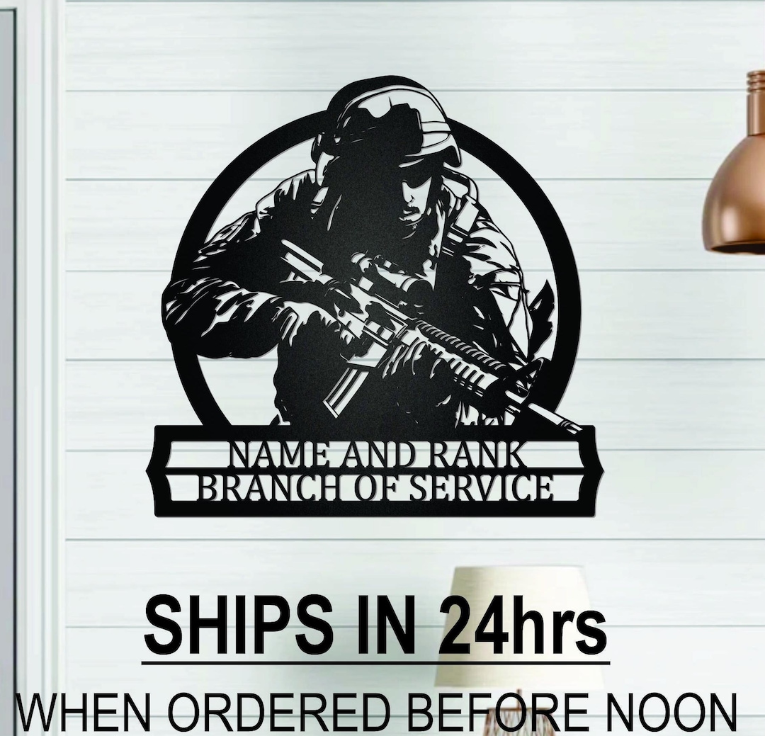 Personalized Military Sign, Custom Military Name and Rank Sign, Gift ...