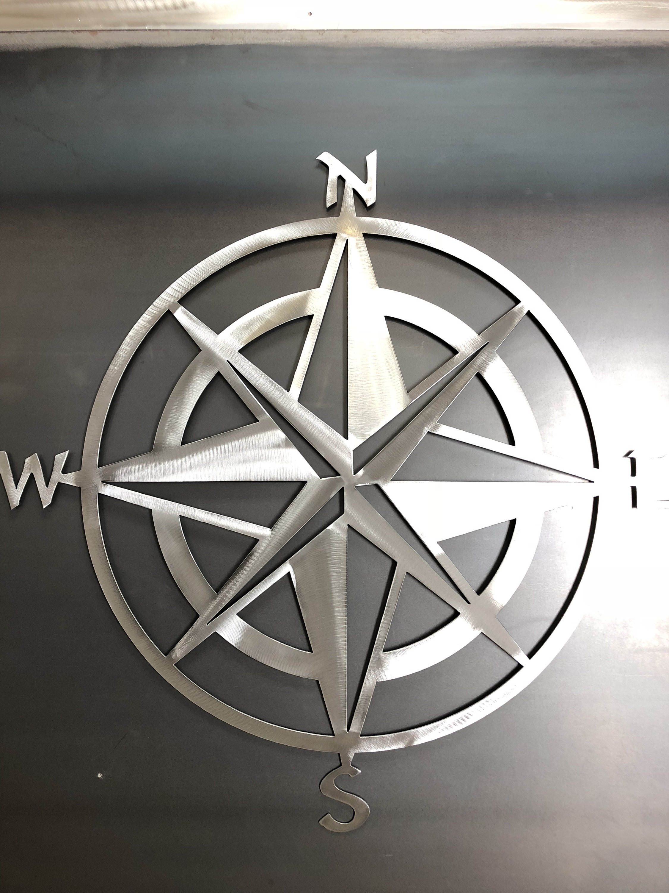 Nautical Star and Compass in Polished Steel Metal Wall Art | Etsy