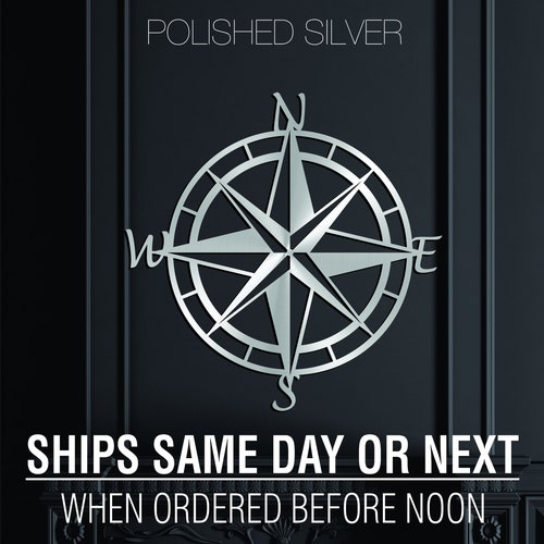 Nautical Star and Compass in Polished Steel Metal Wall Art - Etsy