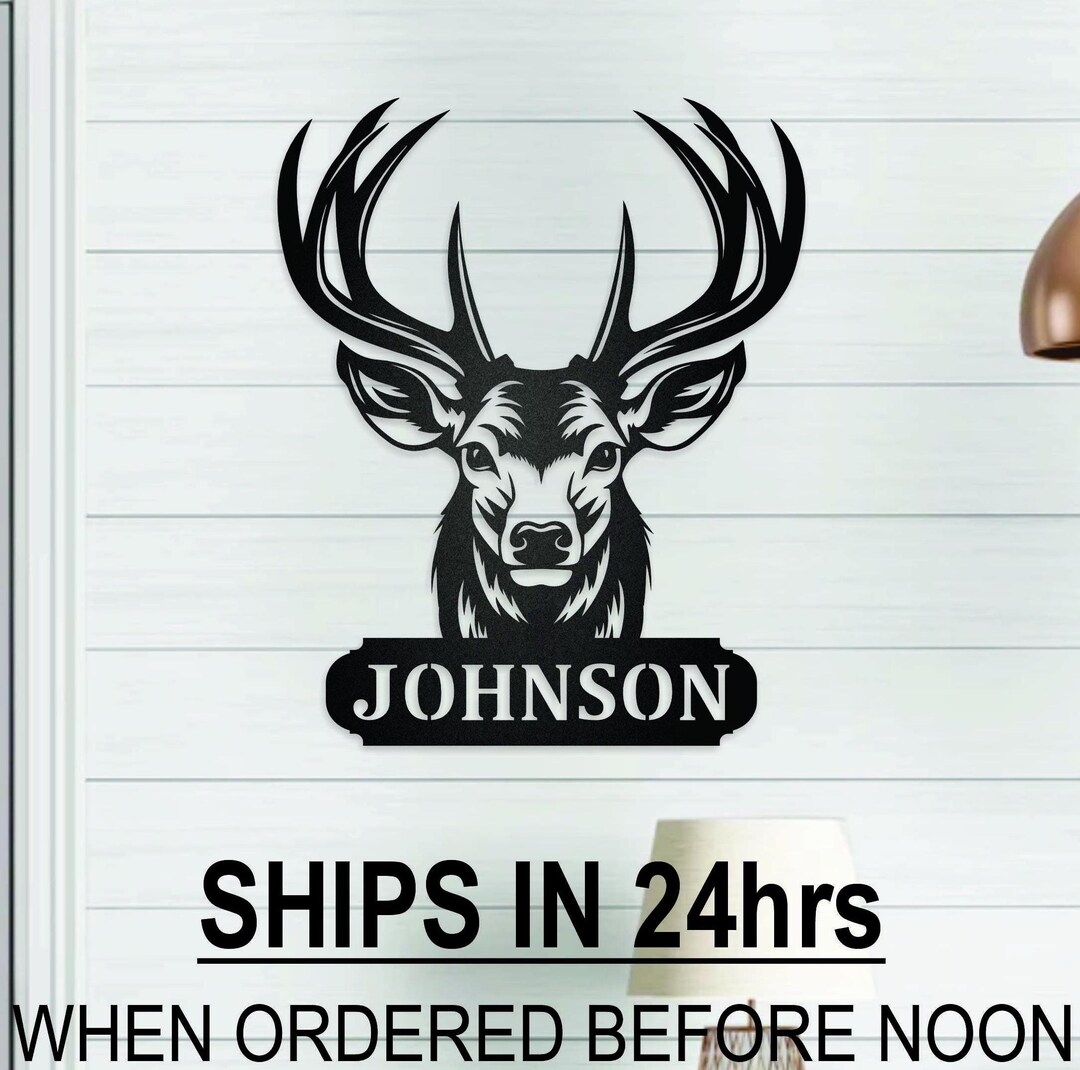 Personalized Deer Family Name Sign, Custom Metal Monogram, Last Name ...