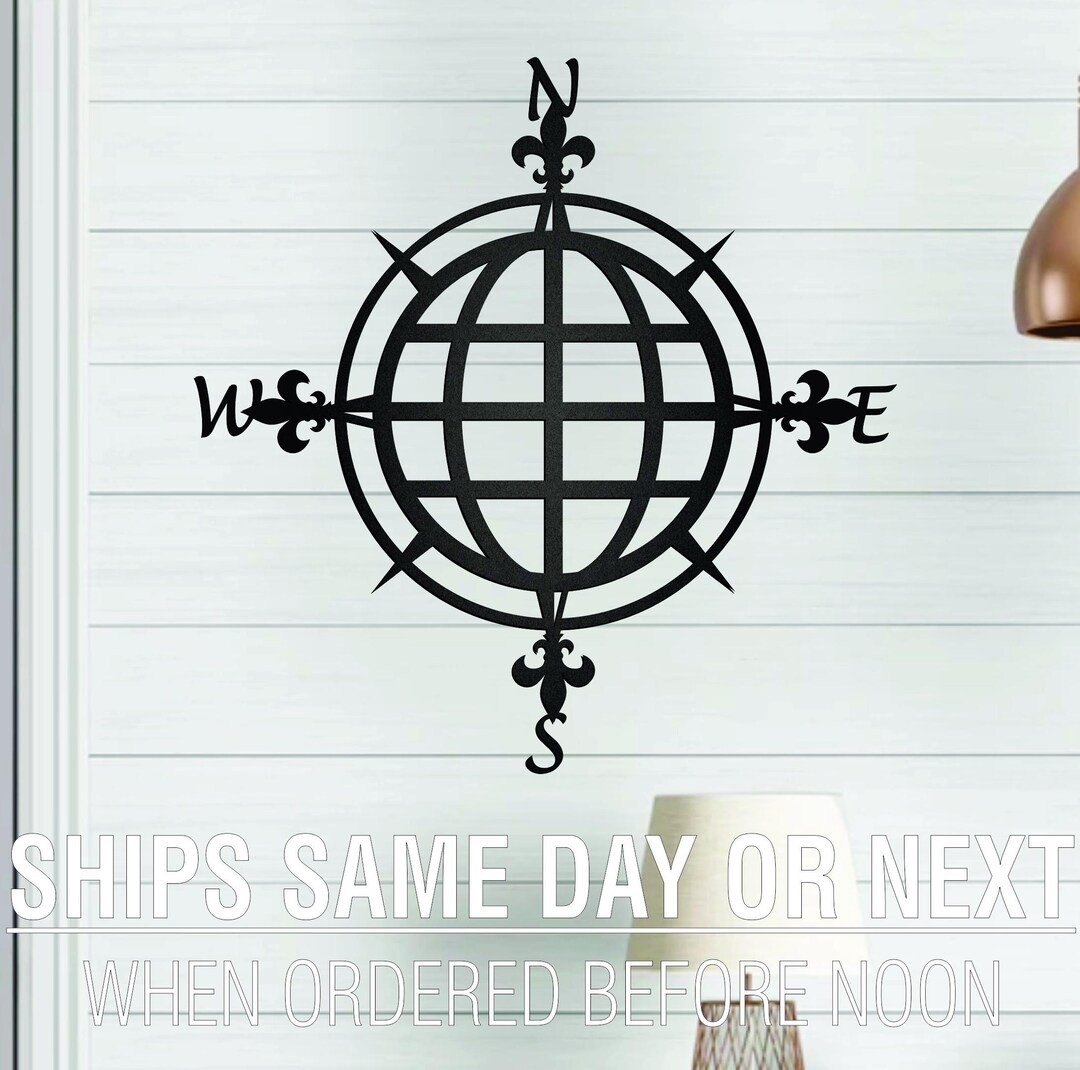 Nautical Star Metal Wall Art Sign or Ornament Compass Rose, Nautical ...