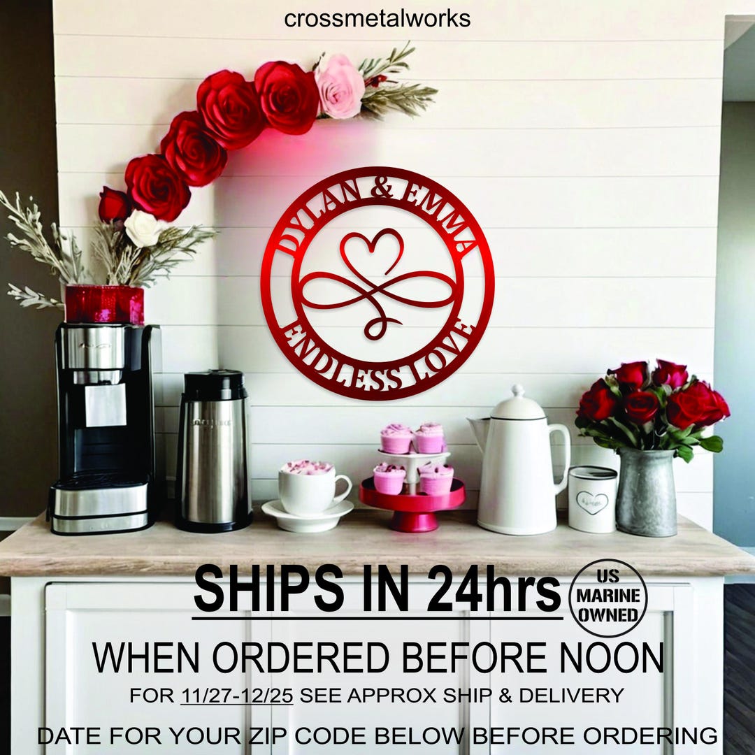 Custom Infinity Love Symbol Metal Monogram, Personalized Valentine's ...