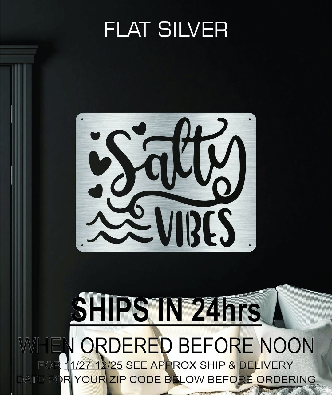 Salty Vibes Beach Metal Sign, Beach House Sign, Metal Art, Housewarming ...