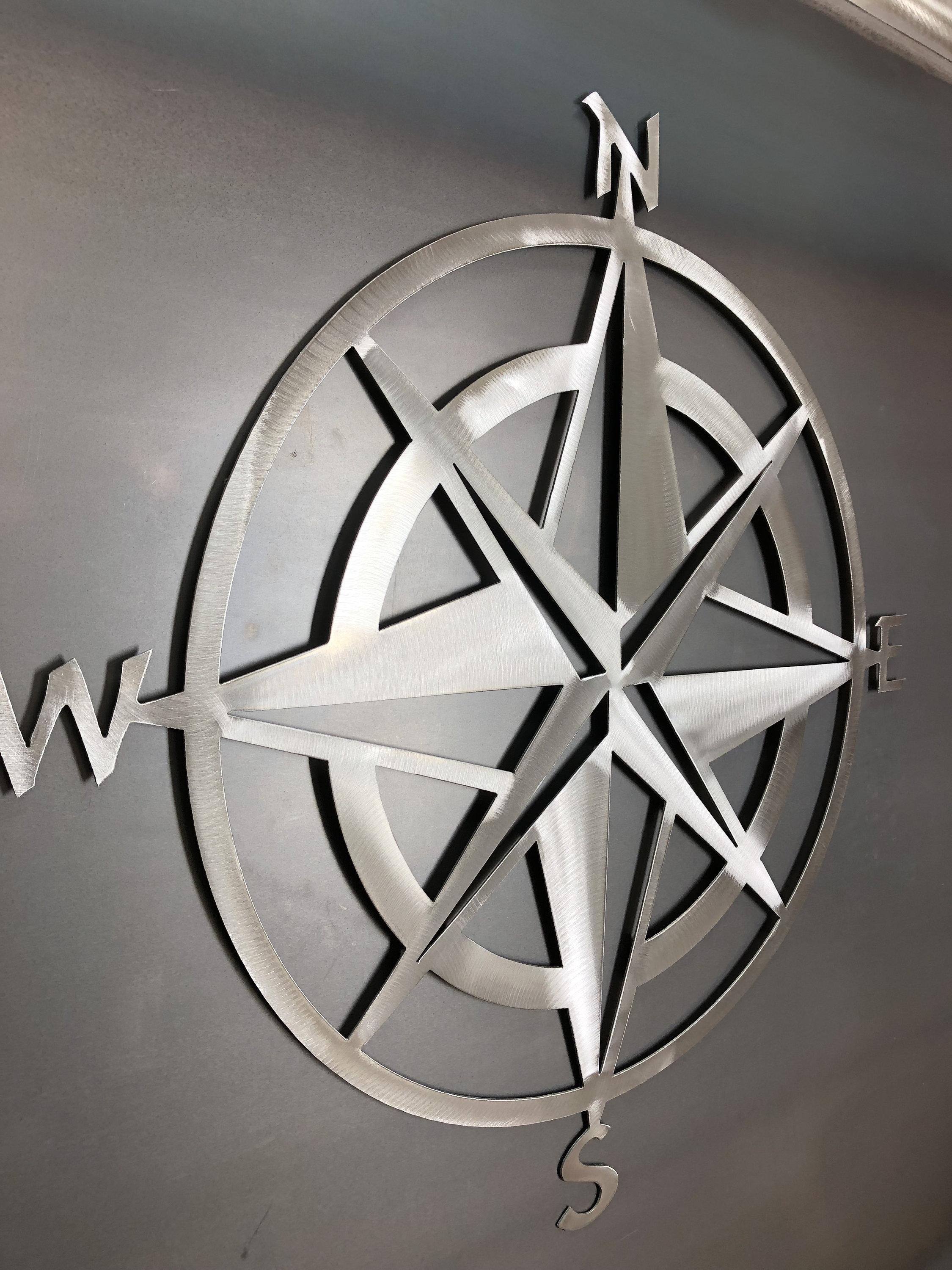 Nautical Star and Compass in Polished Steel Metal Wall Art | Etsy