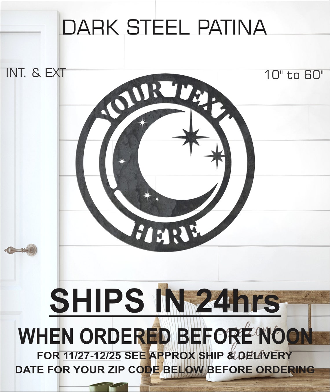 Moon and Stars Sign Custom Metal Art Personalized Cut to - Etsy