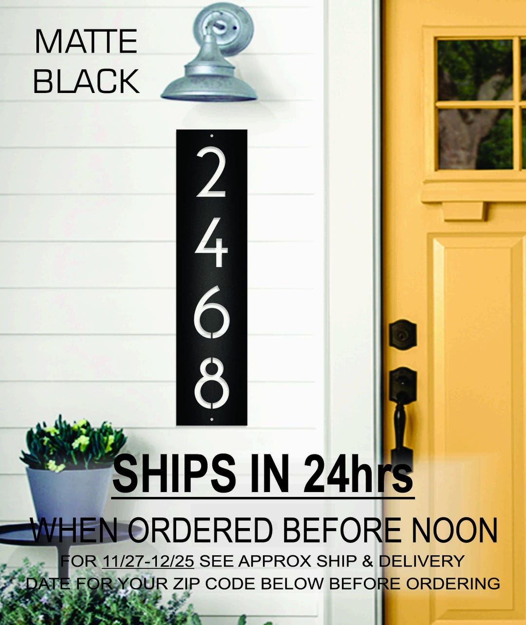 Mid Century Modern Vertical Home Address Metal Sign, MCM Address Number ...