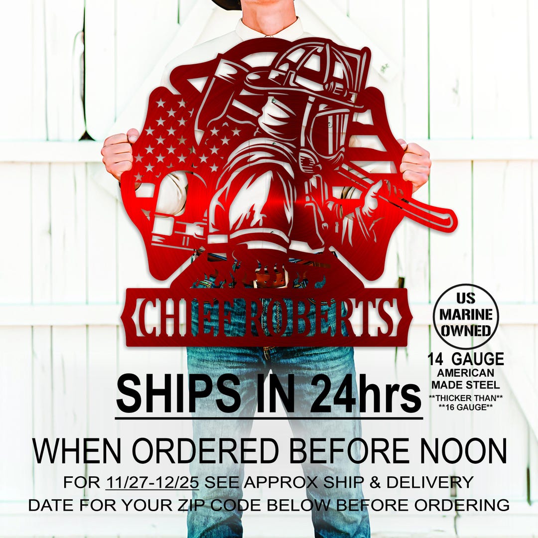 Firefighter Fireman Custom Personalized Sign, Custom Fire Fighter Fire ...