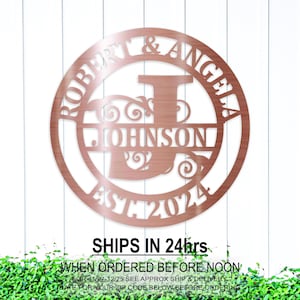Custom Family Name Metal Monogram Sign or Ornament, Last Name Sign ...