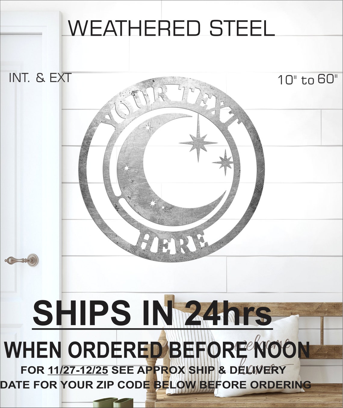 Moon and Stars Sign Custom Metal Art Personalized Cut to - Etsy