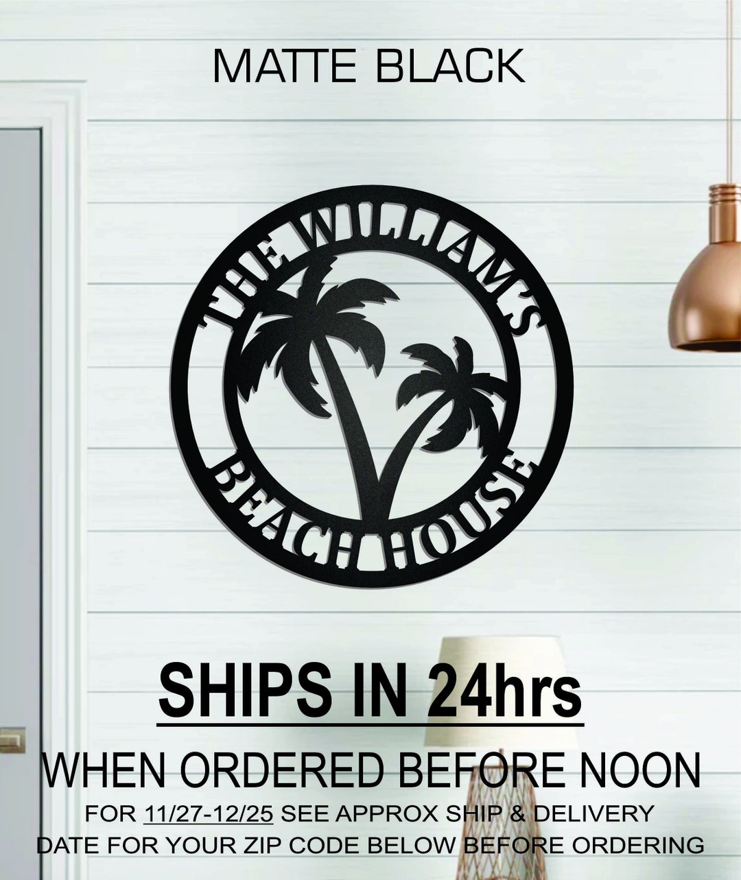 Personalized Beach Palm Tree Sunset Family Name Sign, Sandy Beach House ...