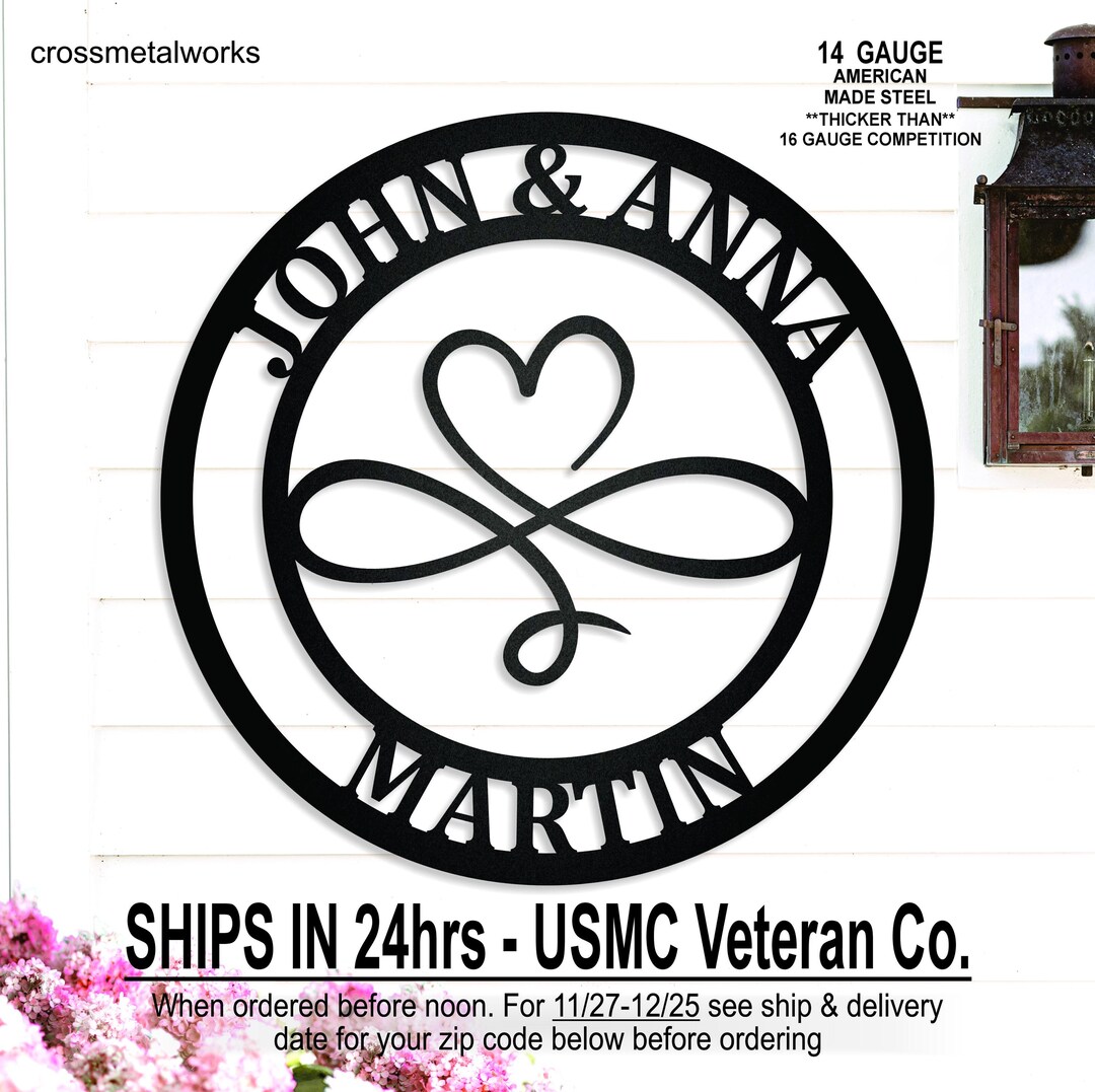 Custom Infinity Love Symbol Metal Monogram, Personalized Valentine's ...