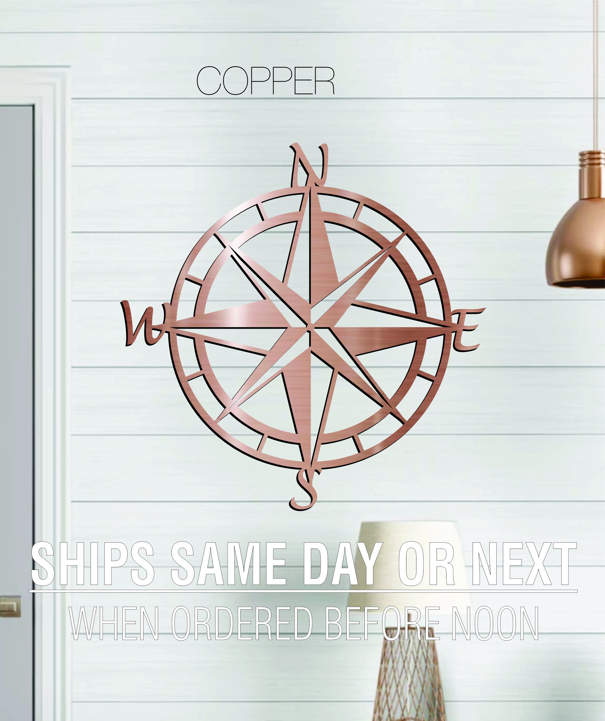Nautical Star and Compass in Polished Steel Metal Wall Art - Etsy