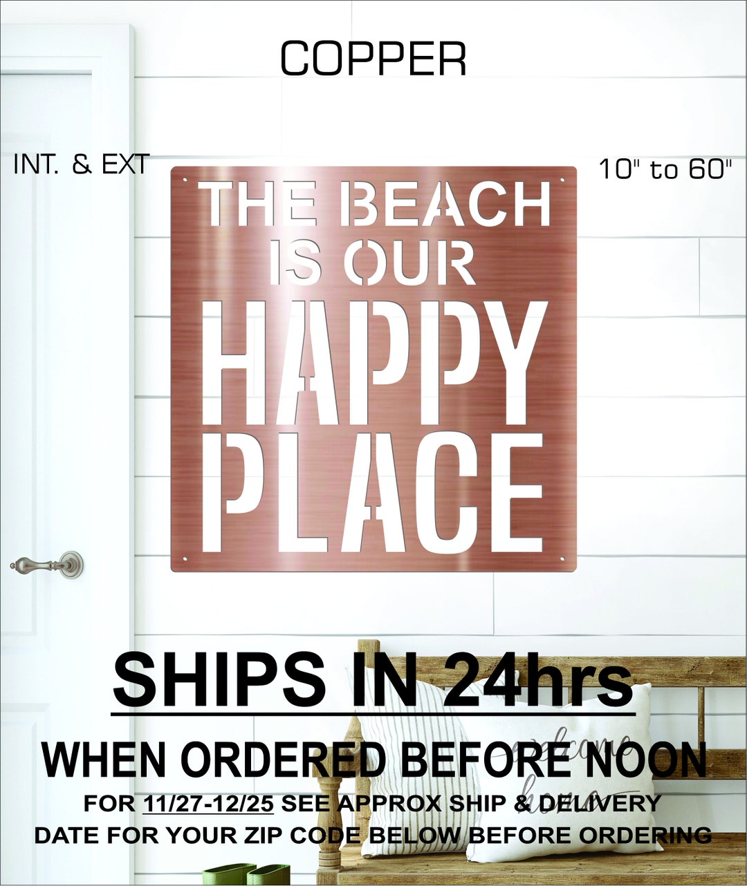 The Beach is Our Happy Place, Metal Wall Sign, Beach House Sign ...