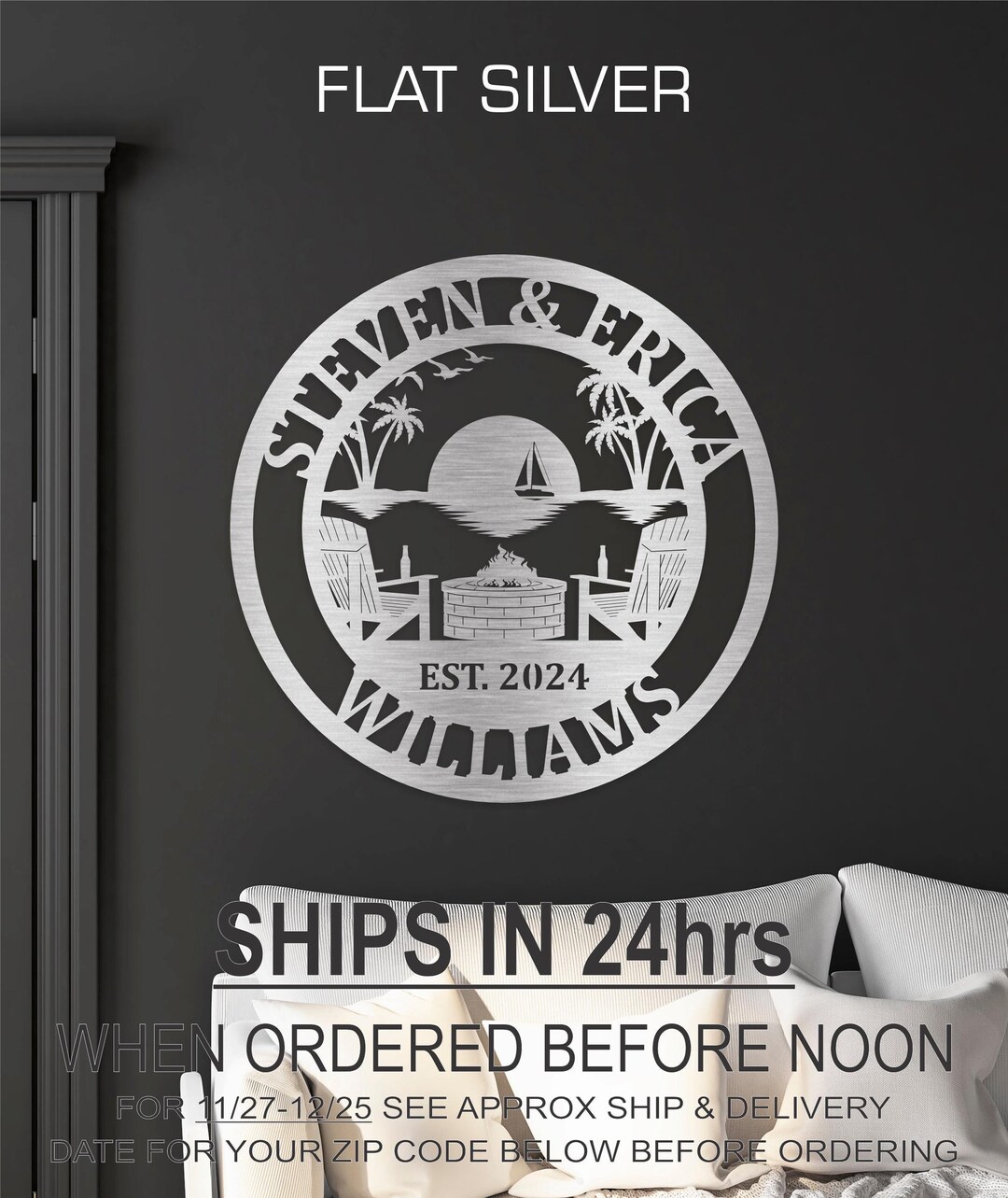 Custom Beach Chairs Fire Pit Beer Metal Sign, Name Sign, Metal Monogram ...