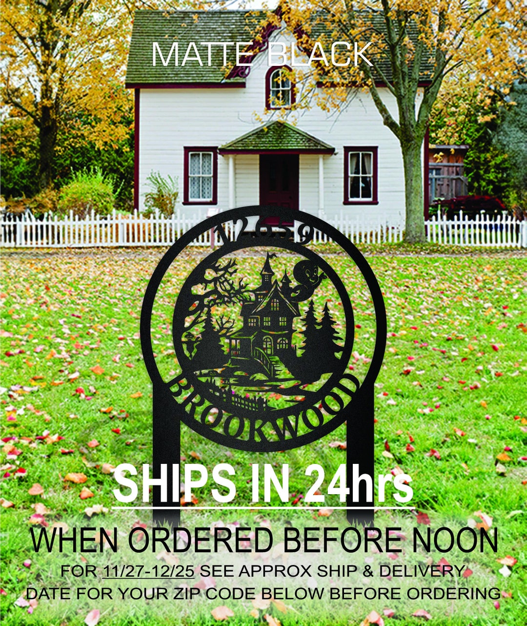 Custom Casper Ghost Haunted Housel Metal Yard Sign, Halloween Sign ...