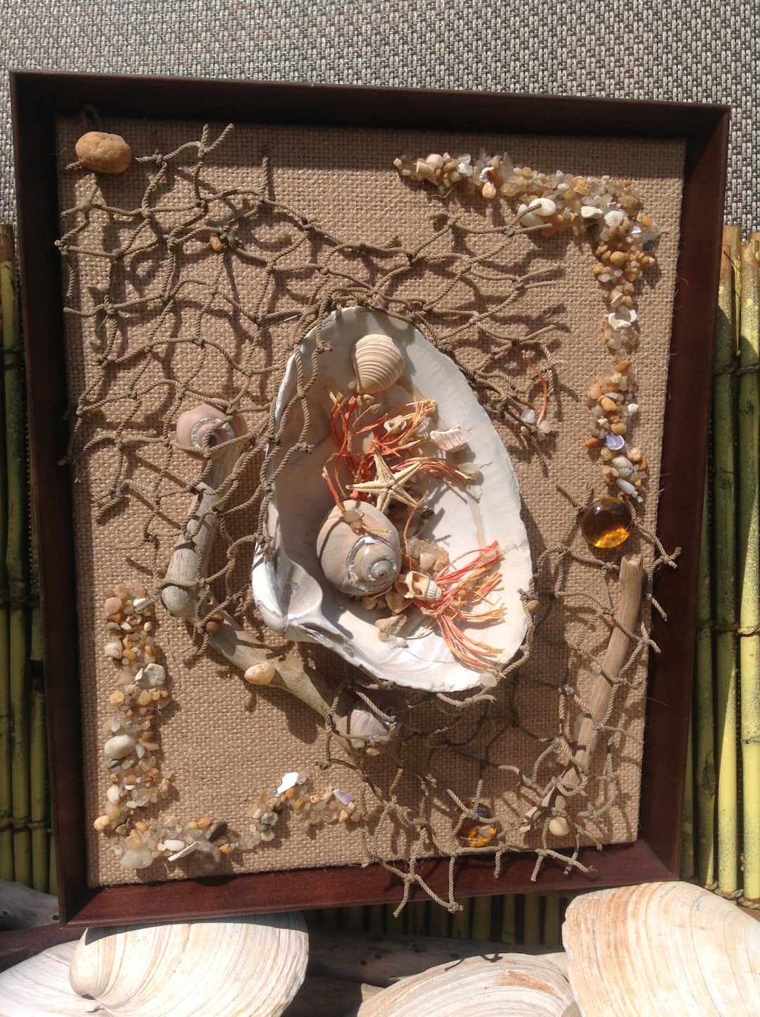 SALE!!! Sea Shell Art, Shell Collage, Nautical Decor, Shell Wall Art ...