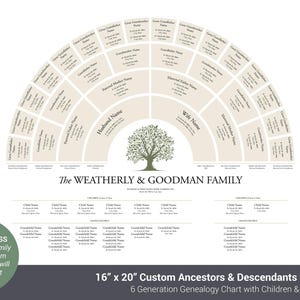 Modern Family Tree Fan Chart for 6 Generations of Ancestors and ...