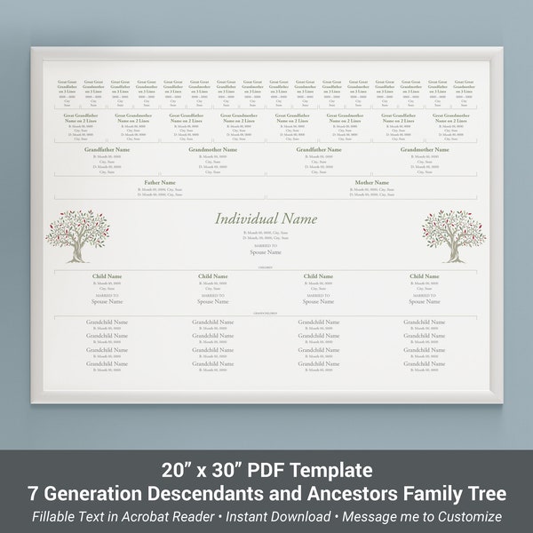 Printable Descendant Family Tree - Etsy