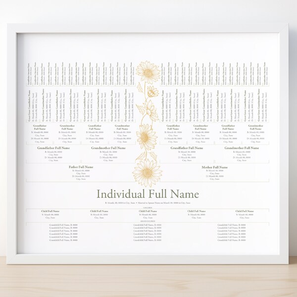 Family Tree Chart Fillable Template 8 Generations History Genealogy ...