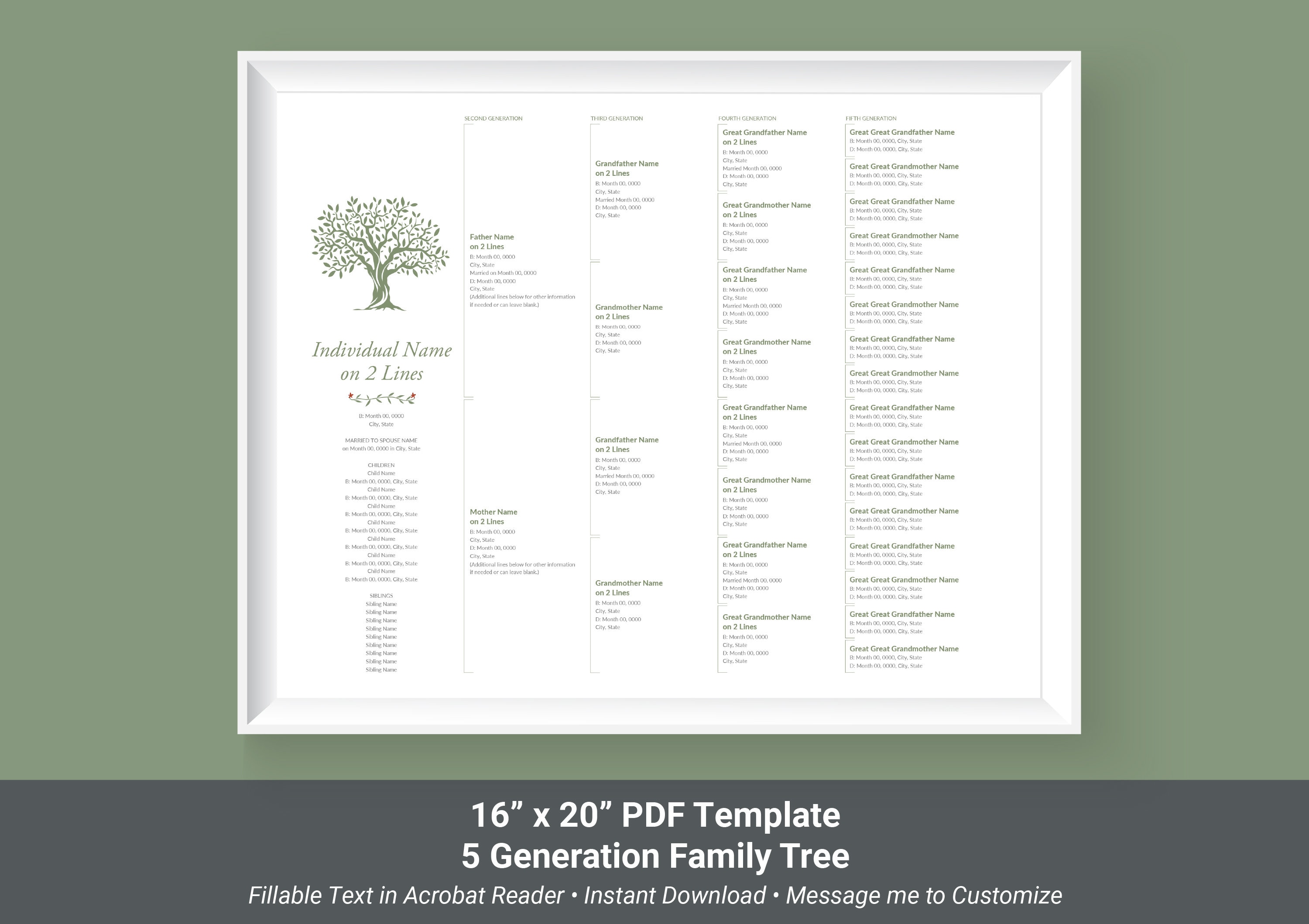 2 Generation Family Tree Template