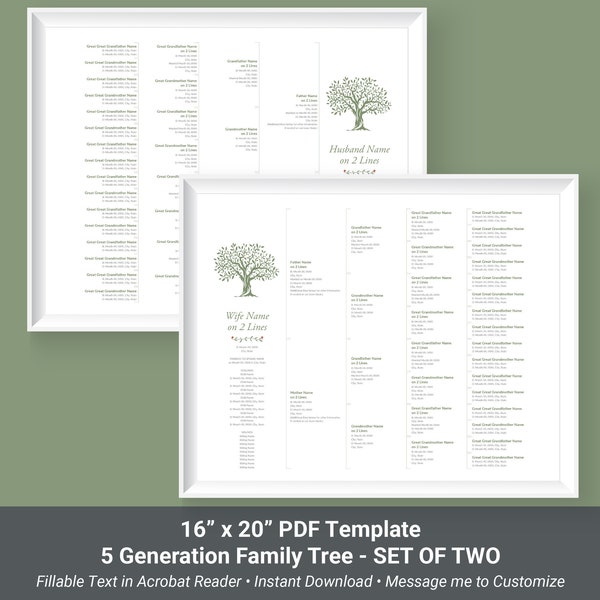 Editable 7 Generation Family Tree Template - Etsy