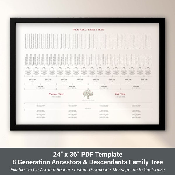 8 Generation Family Tree Template - Etsy