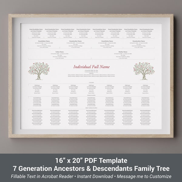 Printable Descendant Family Tree - Etsy